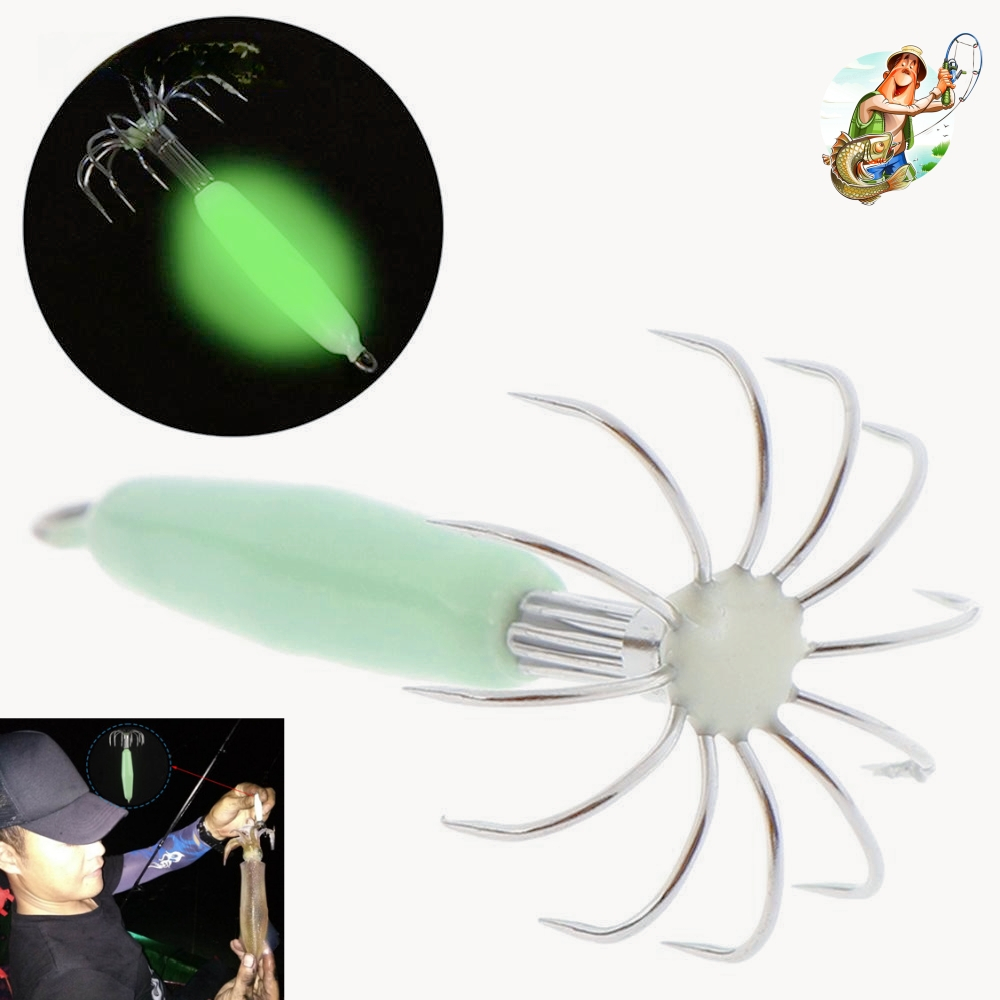 Stainless Steel Luminous Squid Hook Sleeve-fish Octopus Bait Squid ...