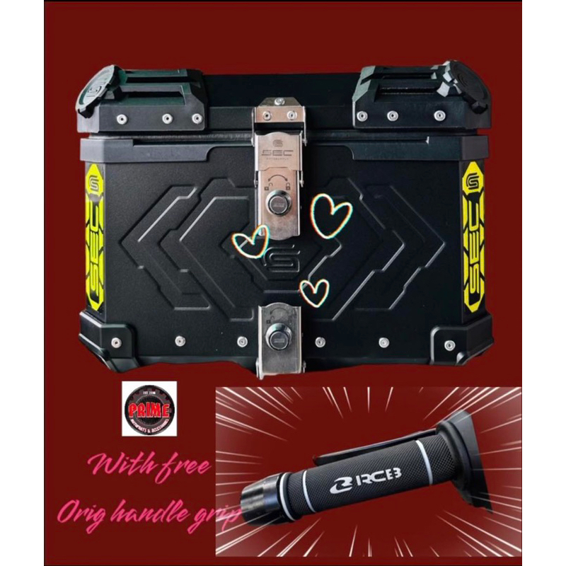 SEC ALLOY TOP BOX 45L NEW DESIGNS (ORIGINAL ALLOY) with backrest and ...