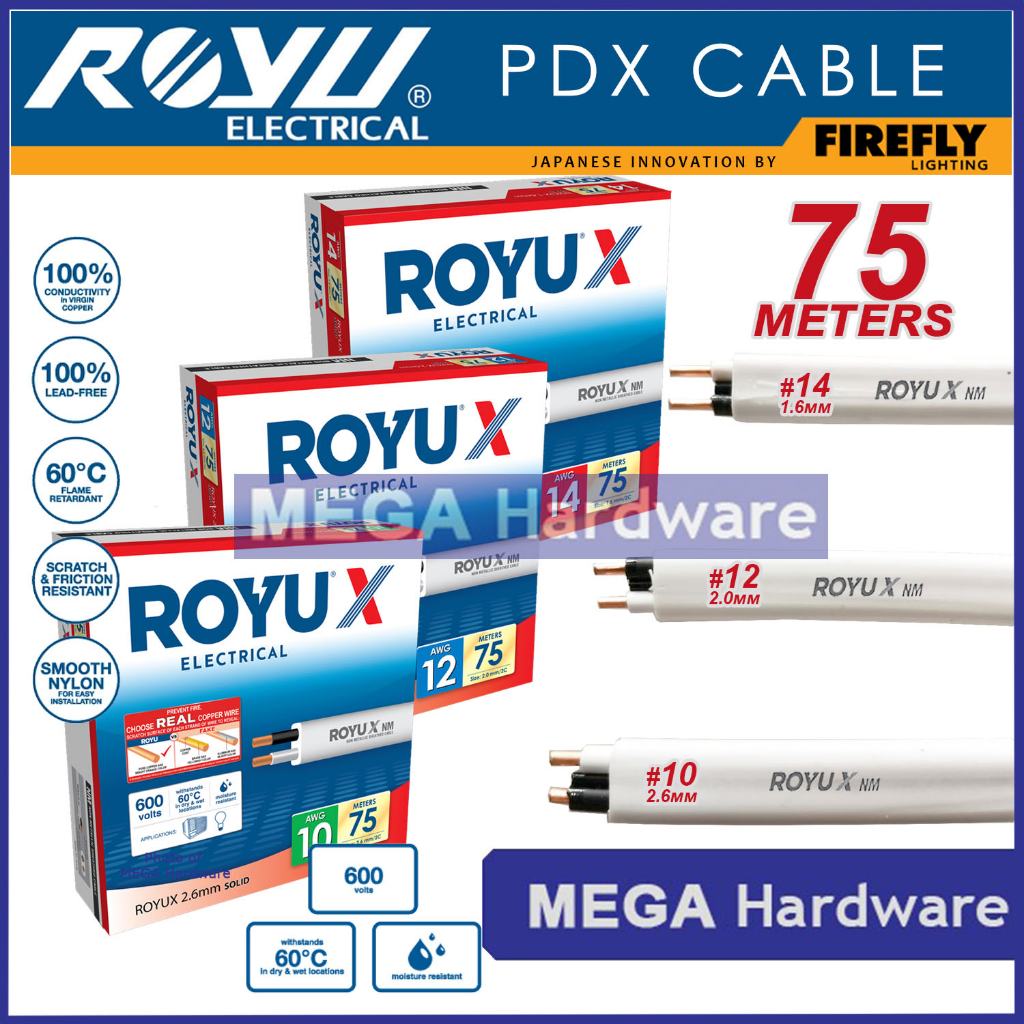 ROYU ROYUX PDX Wire / Duplex Solid Wire / Dual Flat Wire #10 #12 # 14 ...