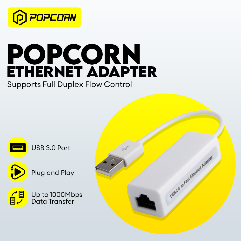 Popcorn USB 2.0 to Ethernet Adapter RJ45 Lan Networks Card For Android ...
