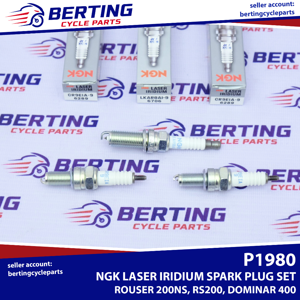 3PC LASER IRIDIUM SPARK PLUG SET NGK Rouser NS200 200NS RS200 Dominar 400 Genuine LKAR8AI-9 ...