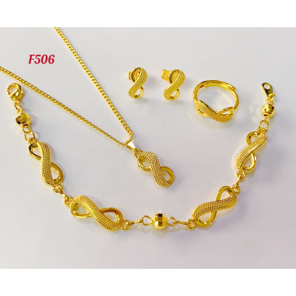JF fashion jewelry bangkok gold plated 4ni1 set for women | Shopee ...