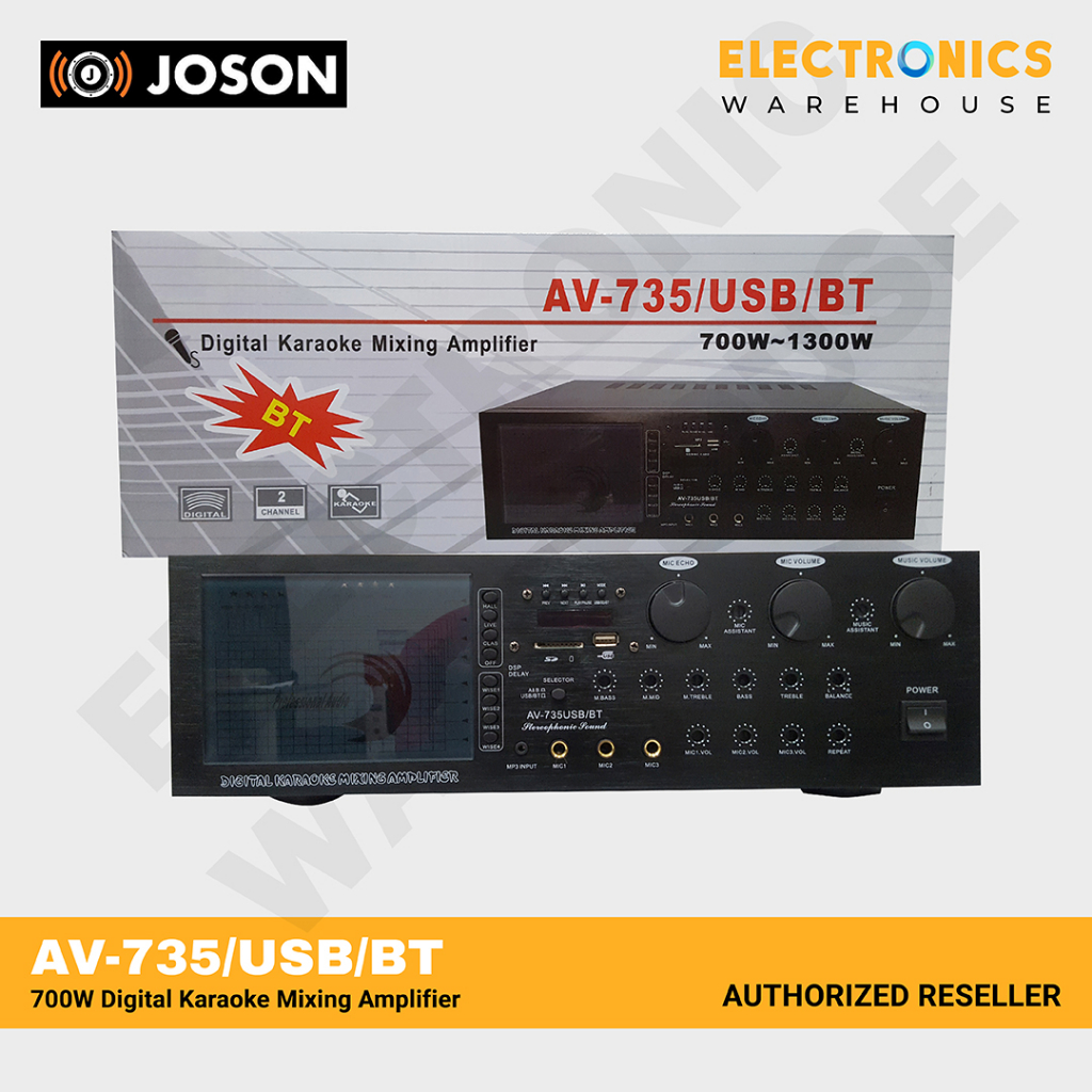 Original AV-735 USB/BT 700W Digital Karaoke Mixing Amplifier | Shopee Philippines