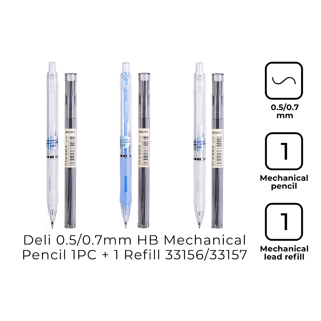 Deli 33156 33157 0.5 0.7mm HB Mechanical Pencil | Shopee Philippines