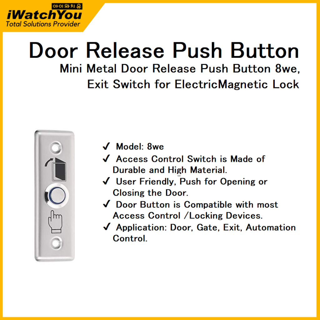 Mini Metal Door Release Push Button 8we / Exit Switch for ...