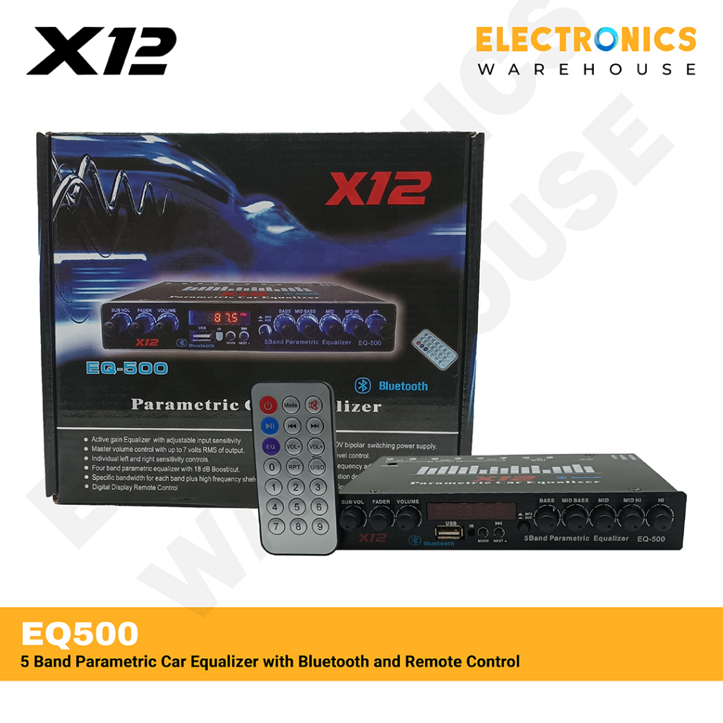 X12 EQ500 5 Band Parametric Car Equalizer with Bluetooth and Remote ...