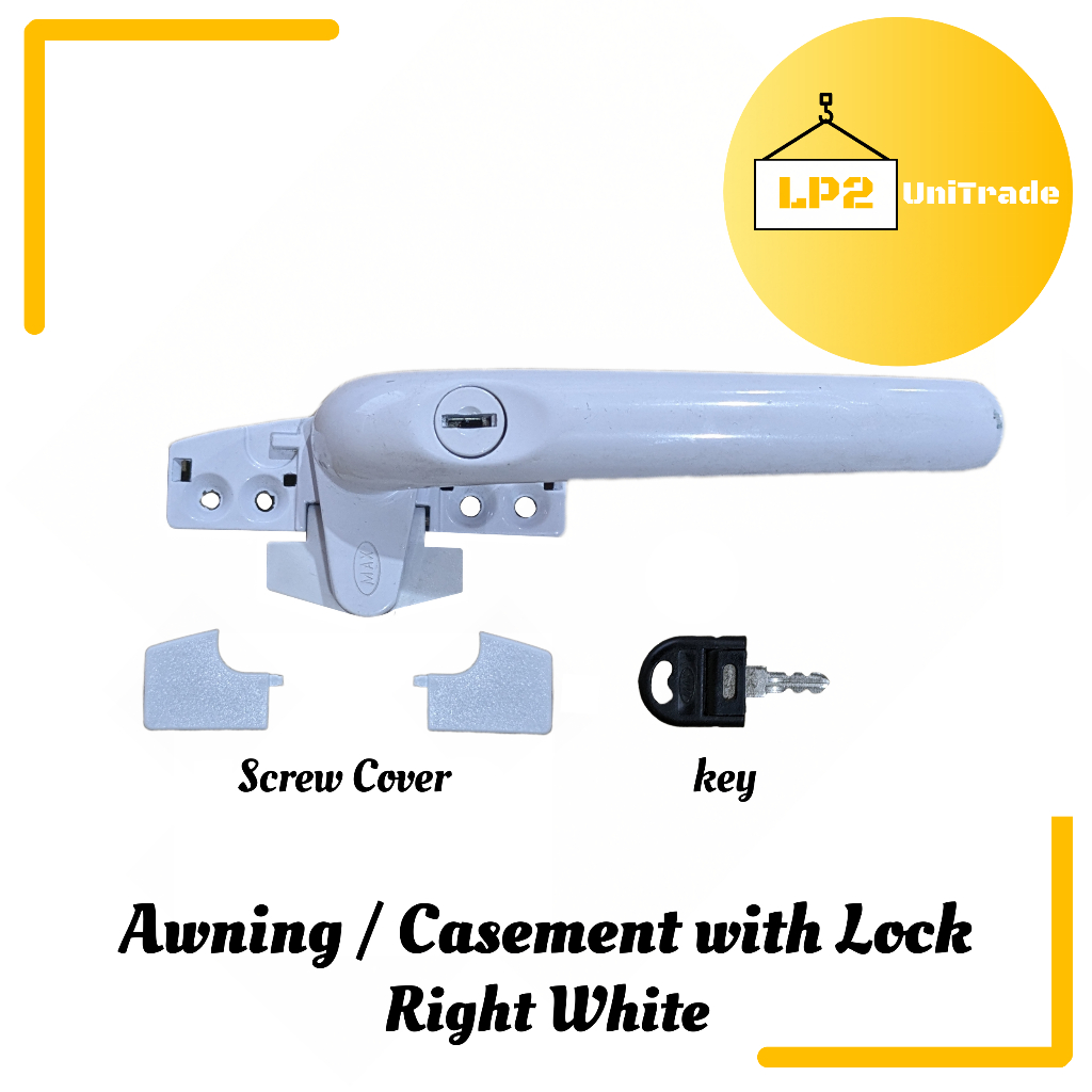 Cam Handle with Lock & Key for YC38 Awning & Casement Window | White ...