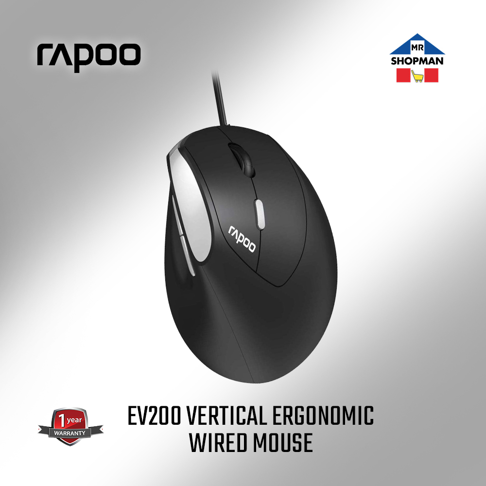 Rapoo EV200 Silent Wired Ergonomic Optical Mouse | Shopee Philippines