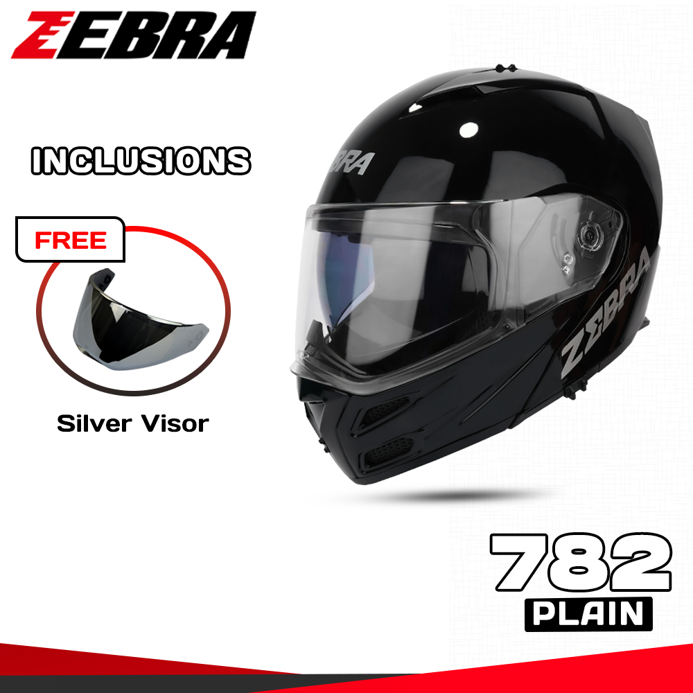 ZEBRA 782 Plain Motorcycle Open Face Modular Helmet Dual Visor | Shopee ...