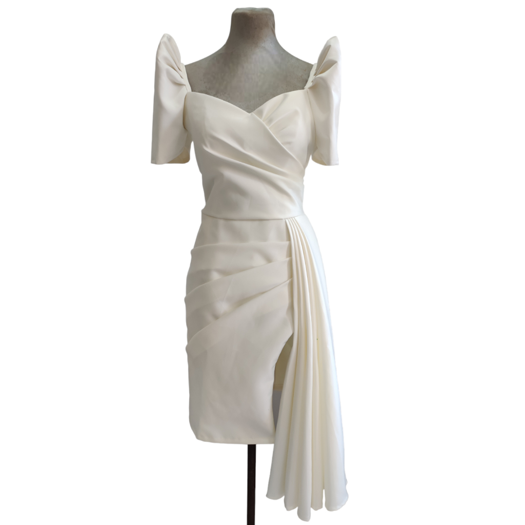 Modern Filipiniana Pencil Midi dress pencil Beige | Shopee Philippines