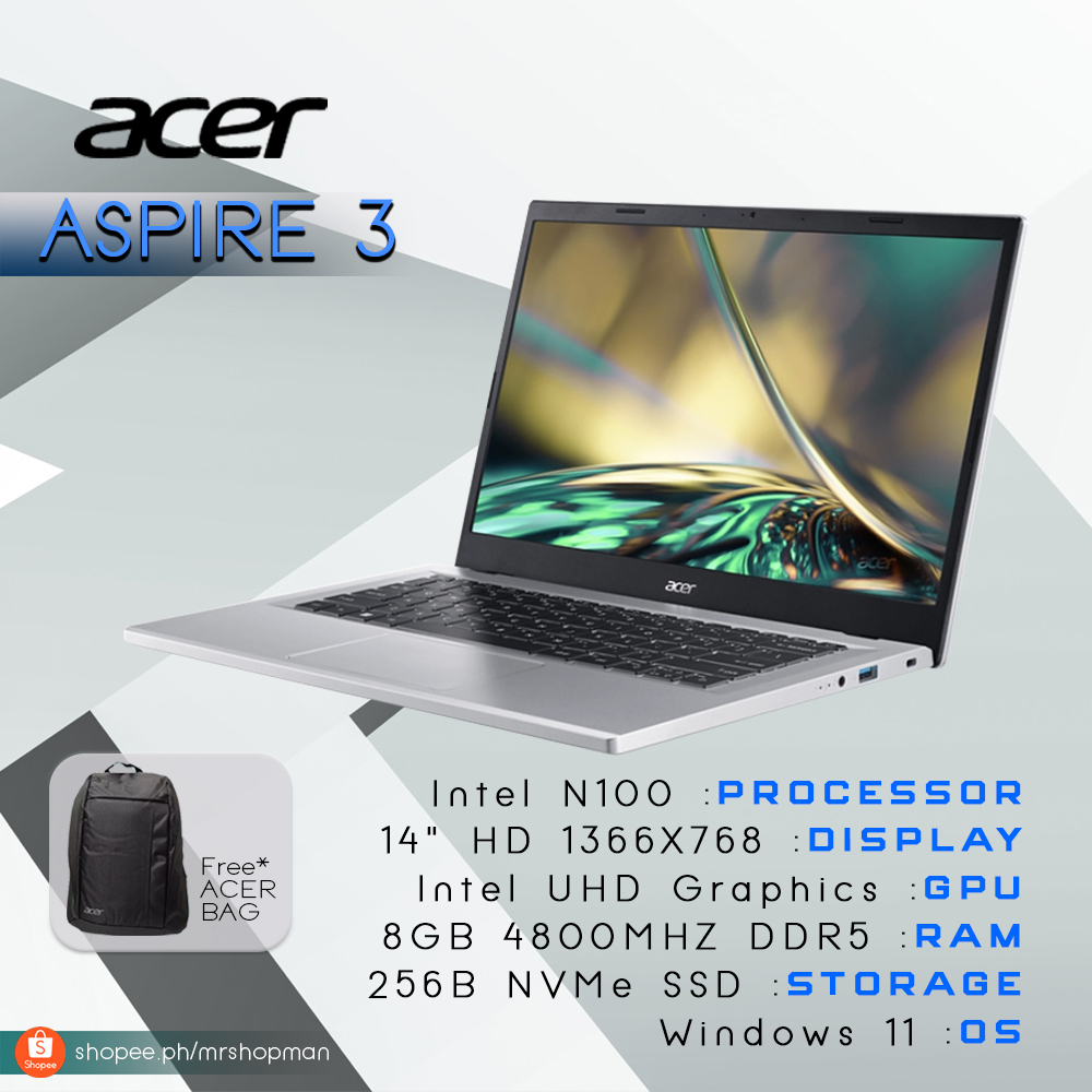 Acer Aspire 3 A314-36P-C7HC Intel N100 8GB RAM 256GB SSD W11H 14 Inches HD Intel UHD Laptop ...