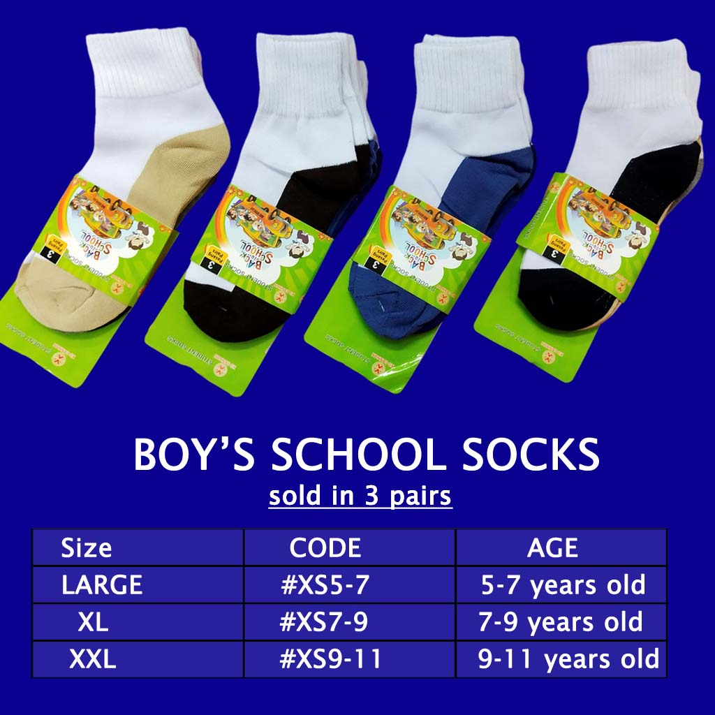 School White Socks for Kids Boy and Girl 5-15 years old K-12 (3 pairs ...