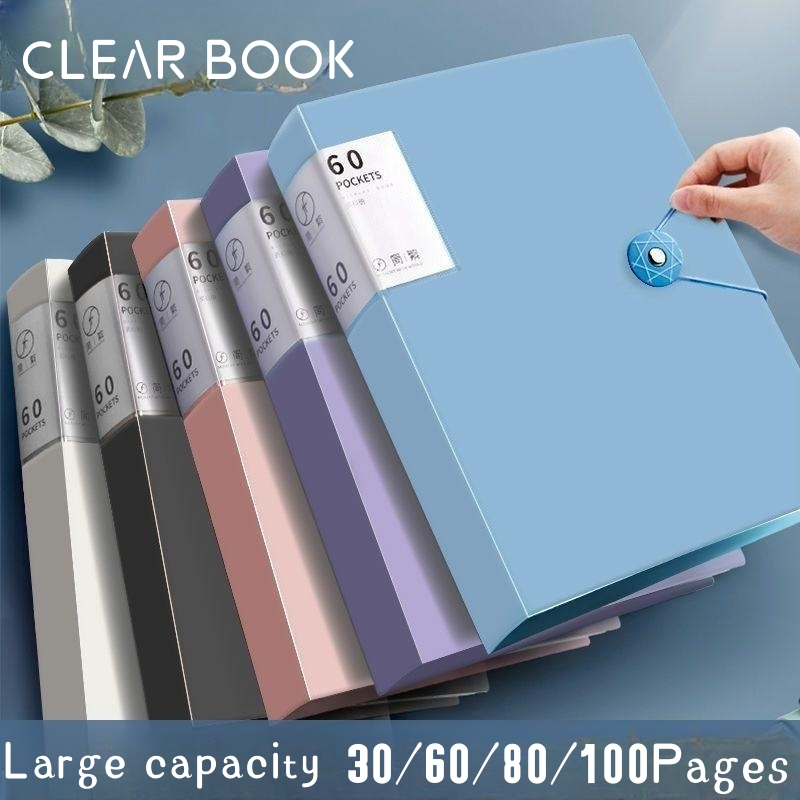 HB.Clear Book Long/A4 Clear Folder Presentation Book Clear Pockets Art Portfolio Paper Organizer ...