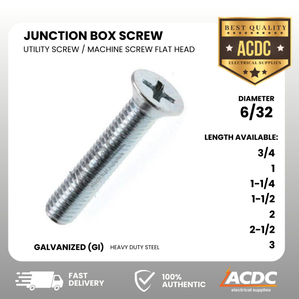 6/32 Junction Box Screw Utility Screw Machine Screw Flat Head ...