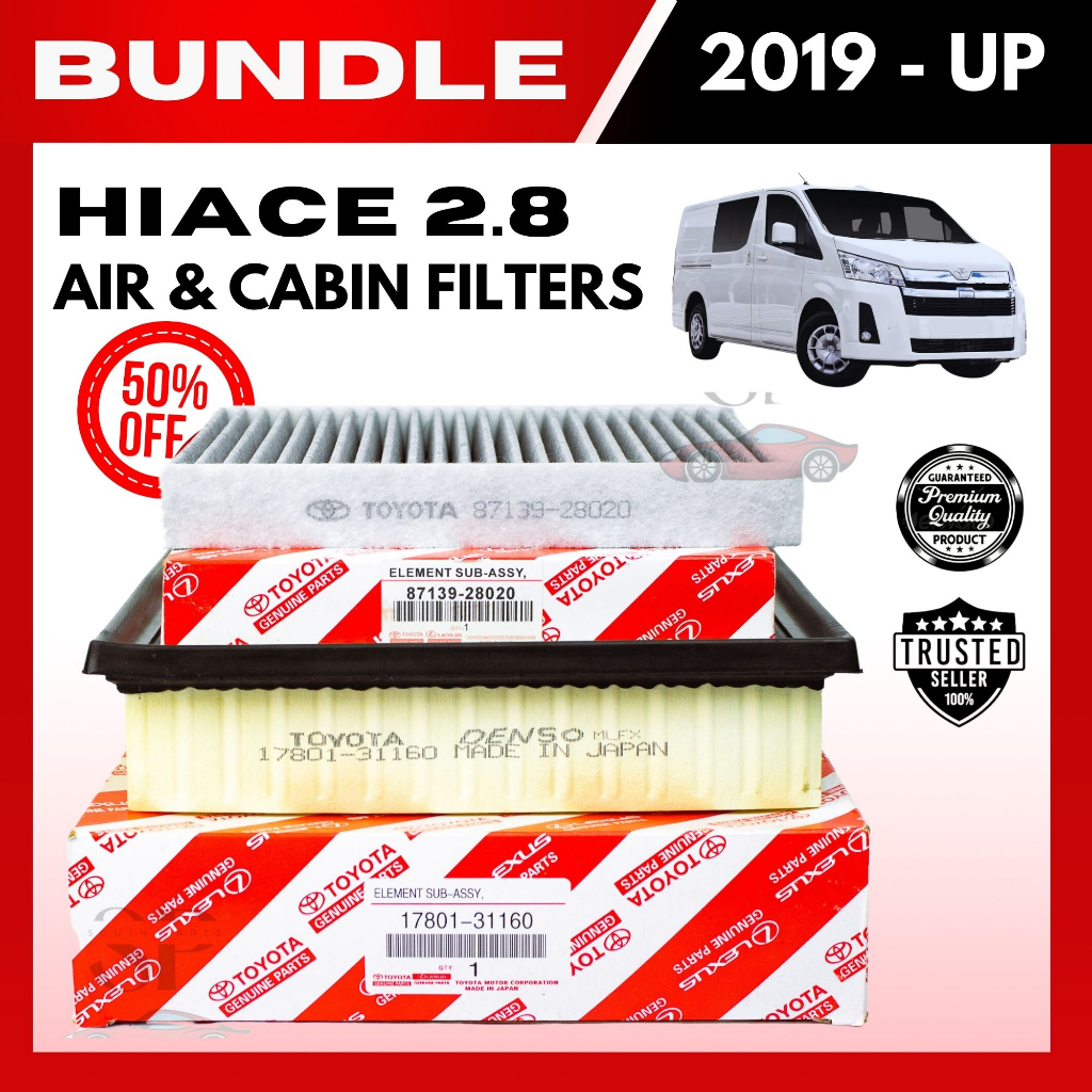 BUNDLE SALE! CABIN & AIR FILTERS for TOYOTA HIACE 2.8 (2019-UP) (17801 ...