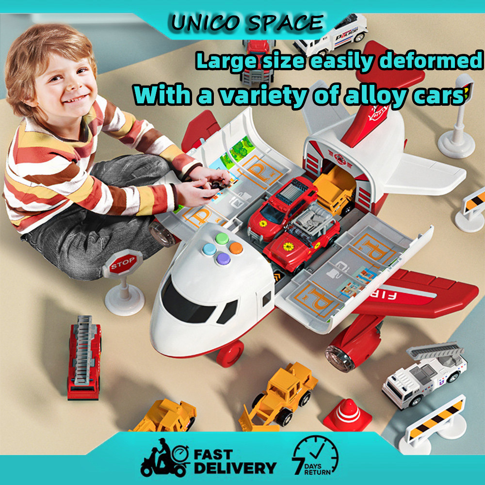 Unico Large Storage Transformer Airplane Toy with Sound Lights with 3 ...