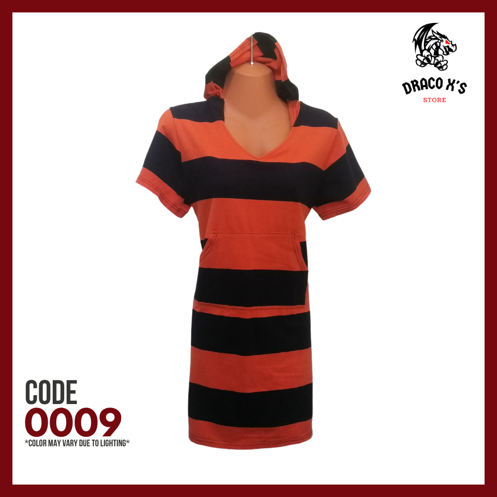 0009 - Orange and Black Striped Dress with Hood (Draco X's) | Shopee ...