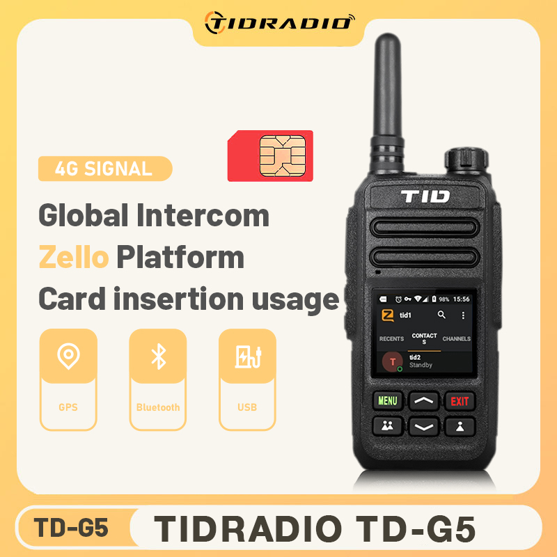 TIDRADIO TD-G5 Walkie-Talkie 4G ZELLO Platform Global Outdoor 5000 Km National Card Zello PTT ...