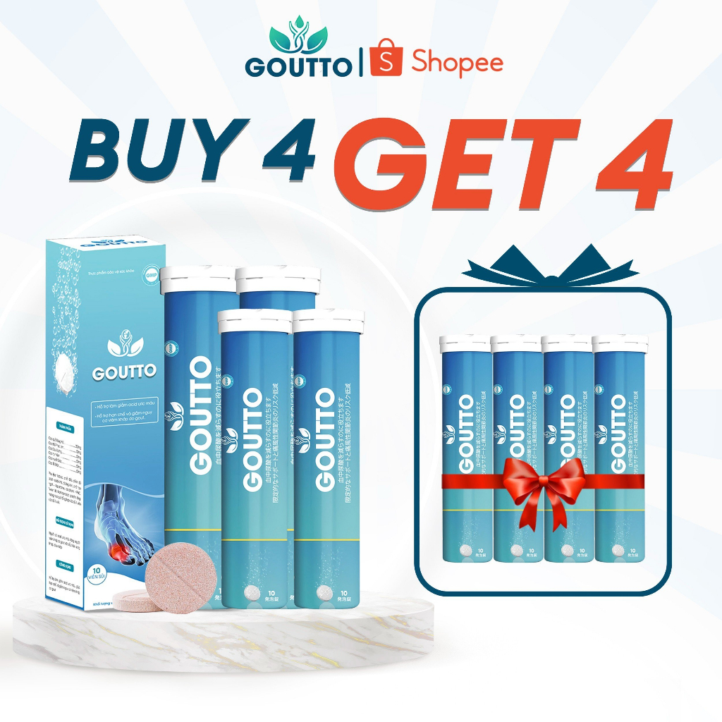 BUY 4 GET 4 GOUTTO Effervescent Tablets To Support Gout Disease Reduce ...