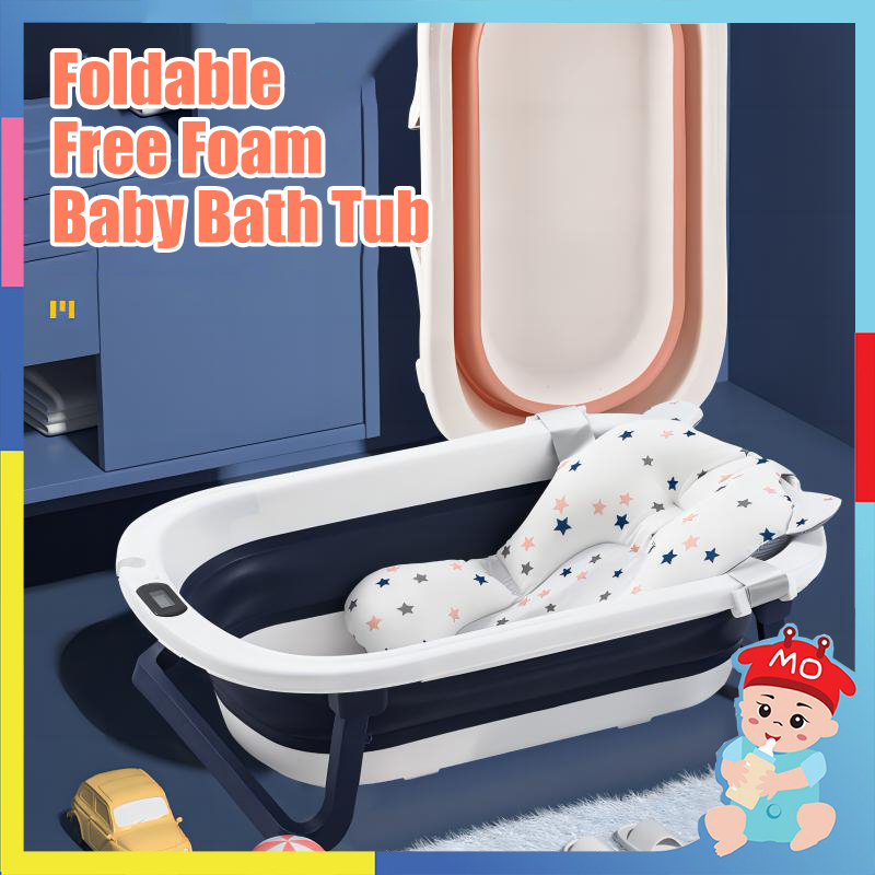 【Free Shipping】Baby Bath Tub with Thermometer Foldable Bath Tub for ...