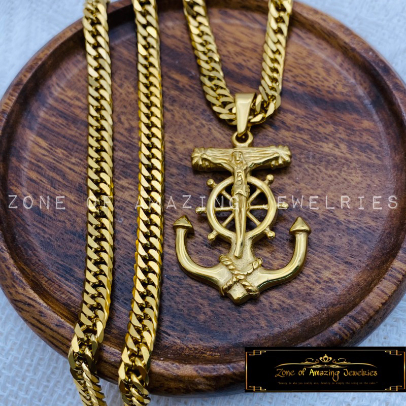 zoaj.ph Crucifix Anchor Wheel Seaman Necklace with Japan M Cut Chain ...