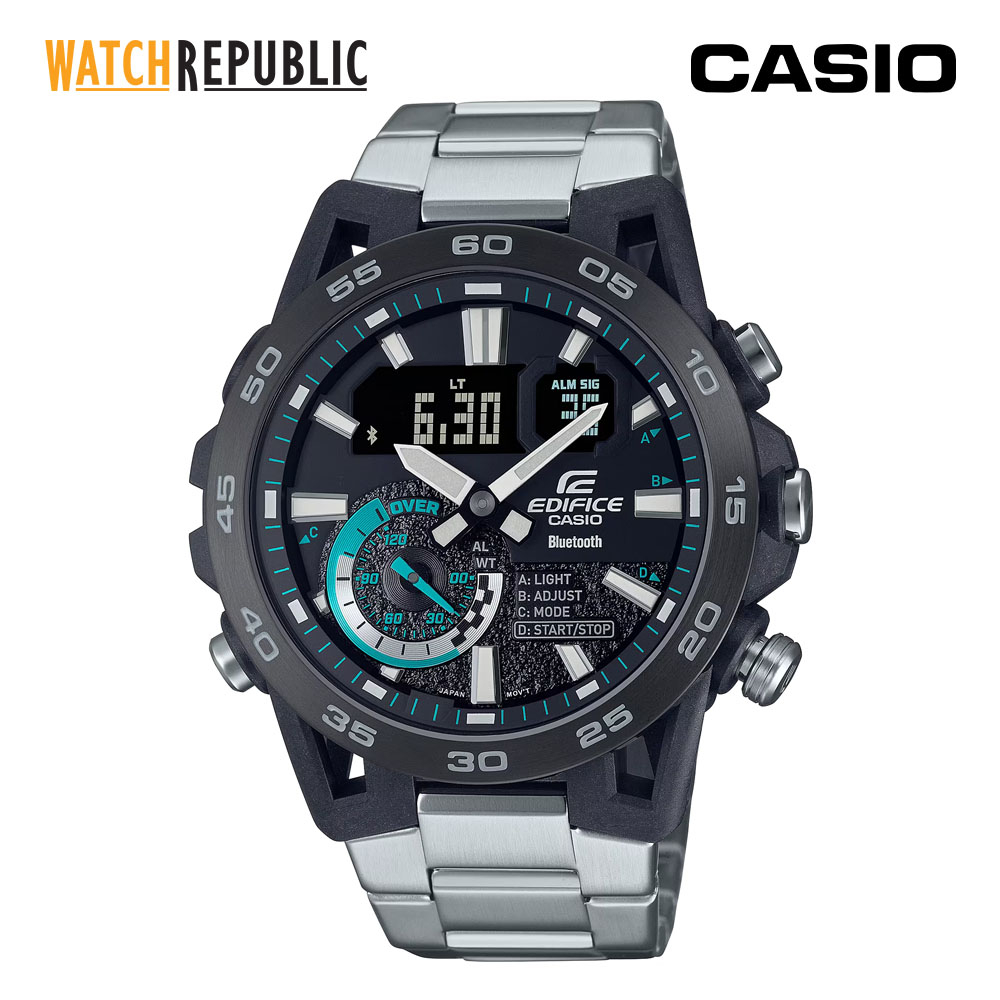 Casio Edifice Silver Stainless Steel Analog-Digital Watch For Men CECB ...