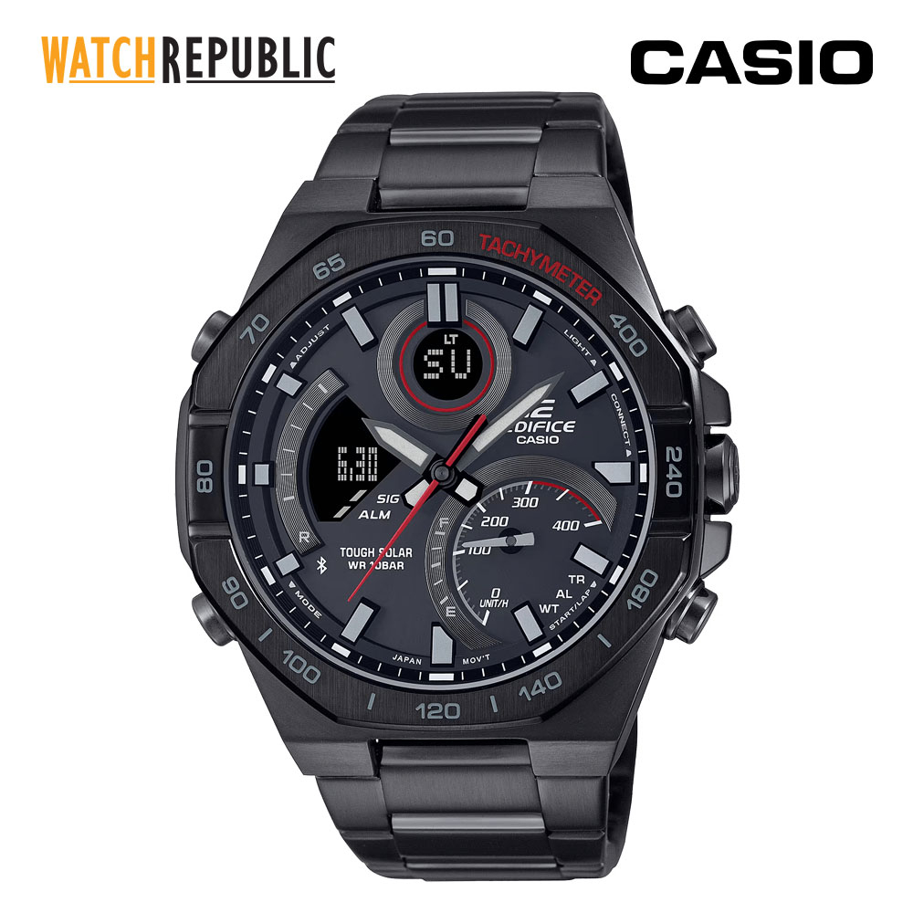 Casio Edifice Black Stainless Steel Analog-Digital Watch For Men CECB ...