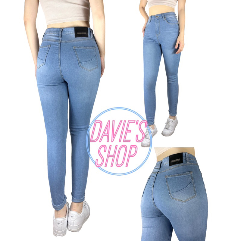 Faded Blue Stretchable Jeans High Waist Deim Maong Pants for Womenn ...