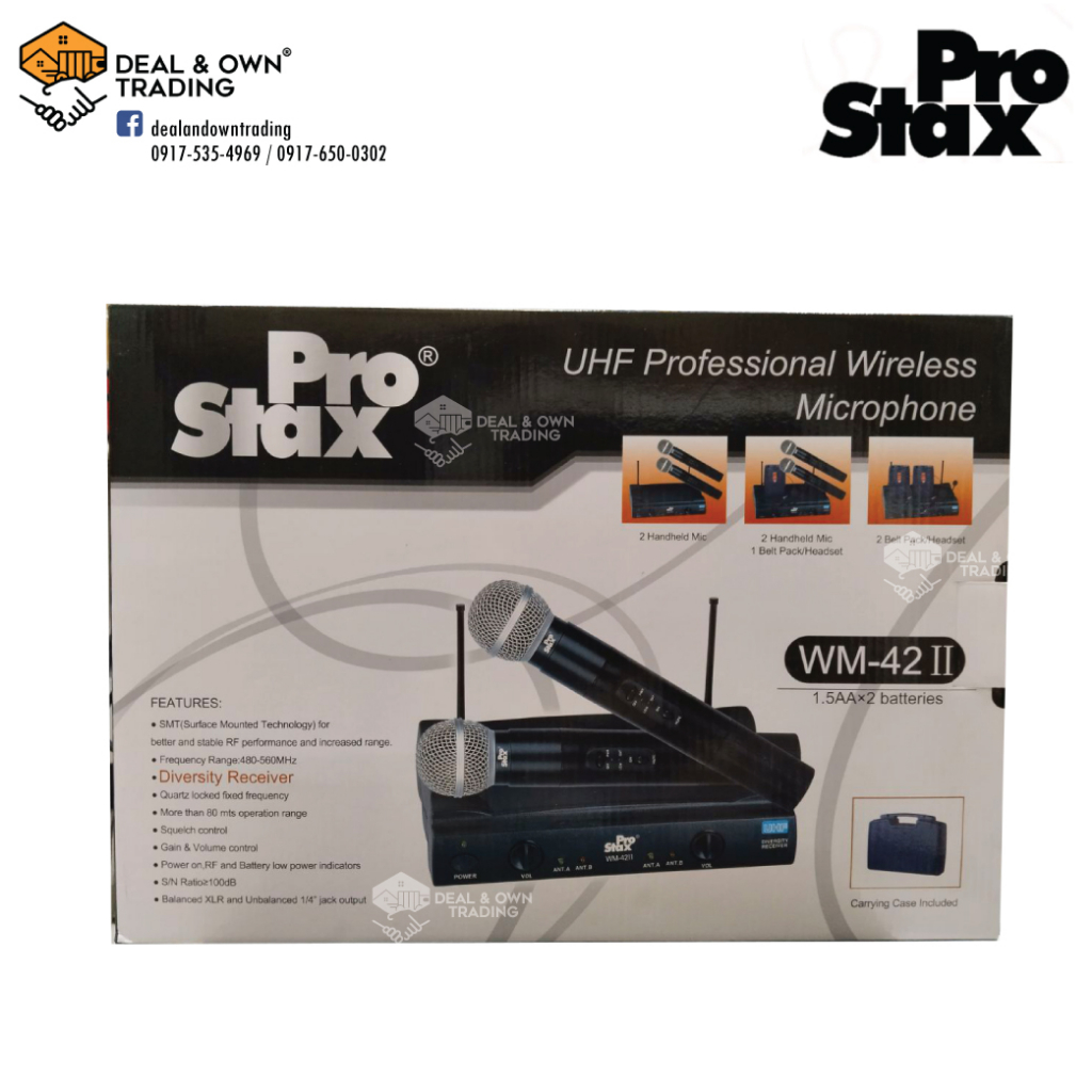 Prostax WM-42II UHF Wireless Microphone System | Shopee Philippines