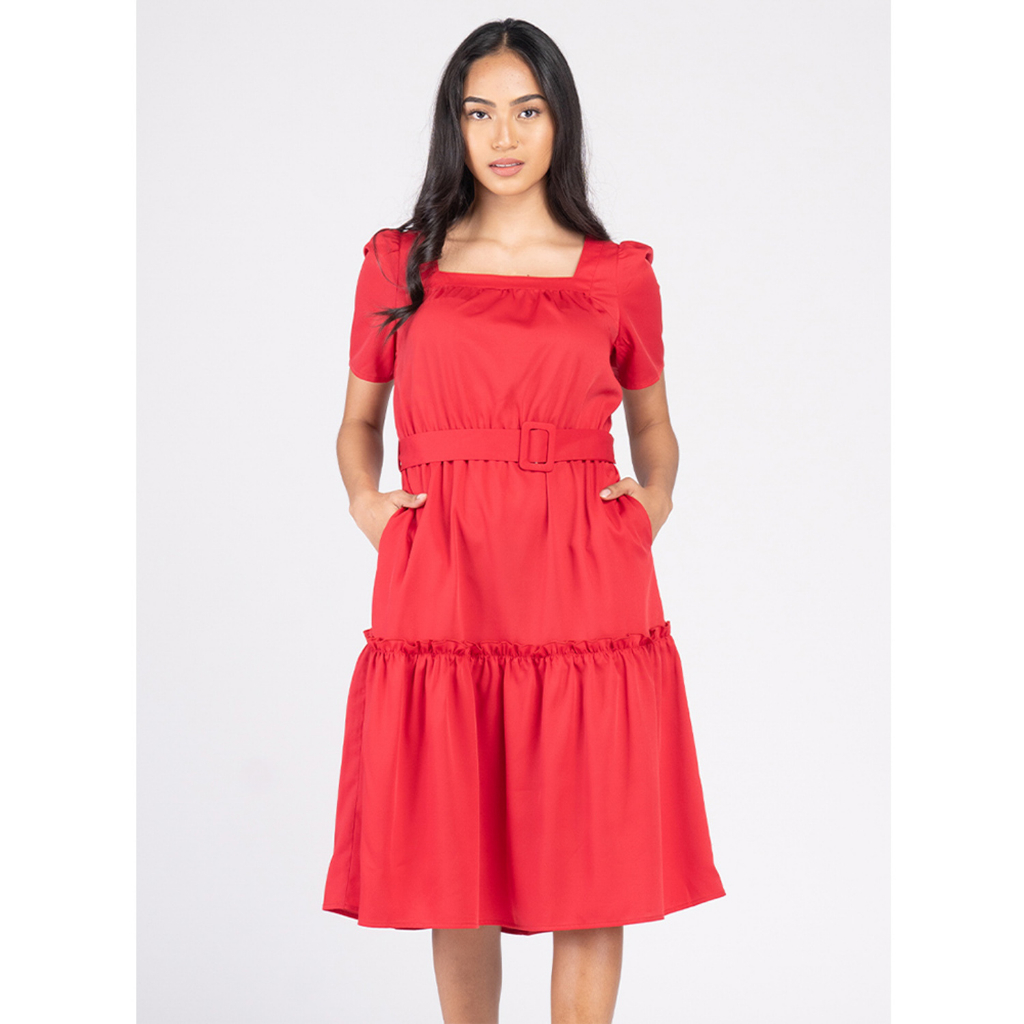 Joyful Rebirth Bermilion Short Sleeves Dress | Shopee Philippines