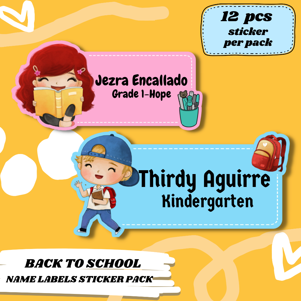 009 Back to School Waterproof Subject & Name Label Vinyl Sticker Sheet ...