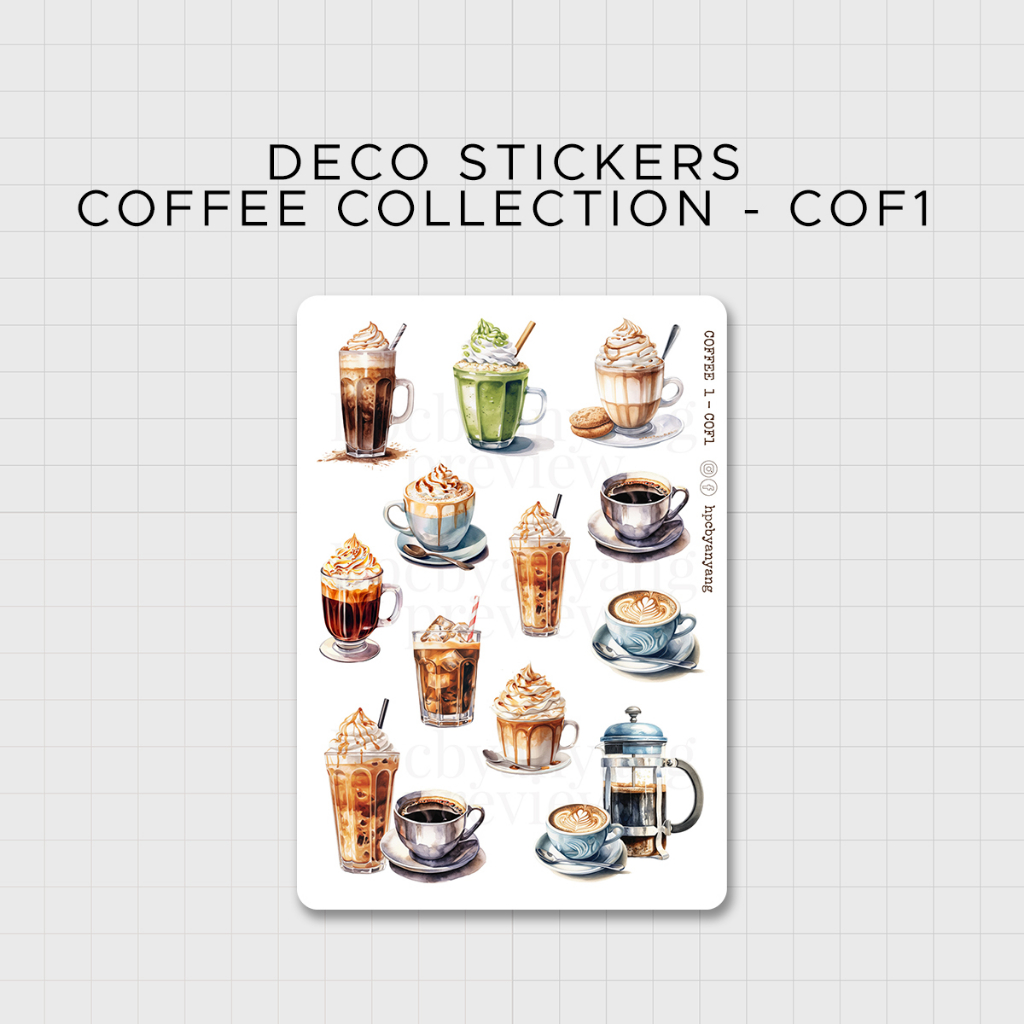 COF01 - Coffee Deco Collection | Watercolor Deco Stickers for your ...