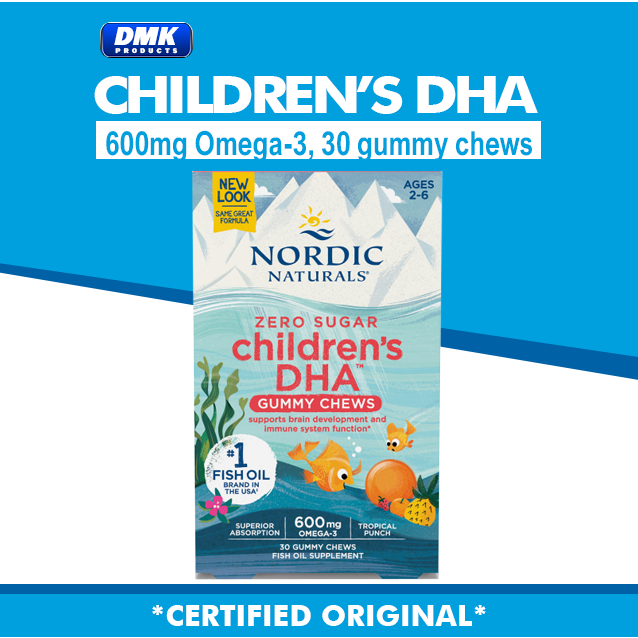 Nordic Naturals, Children's DHA Gummies, Ages 2-6, Tropical Punch, 600 ...