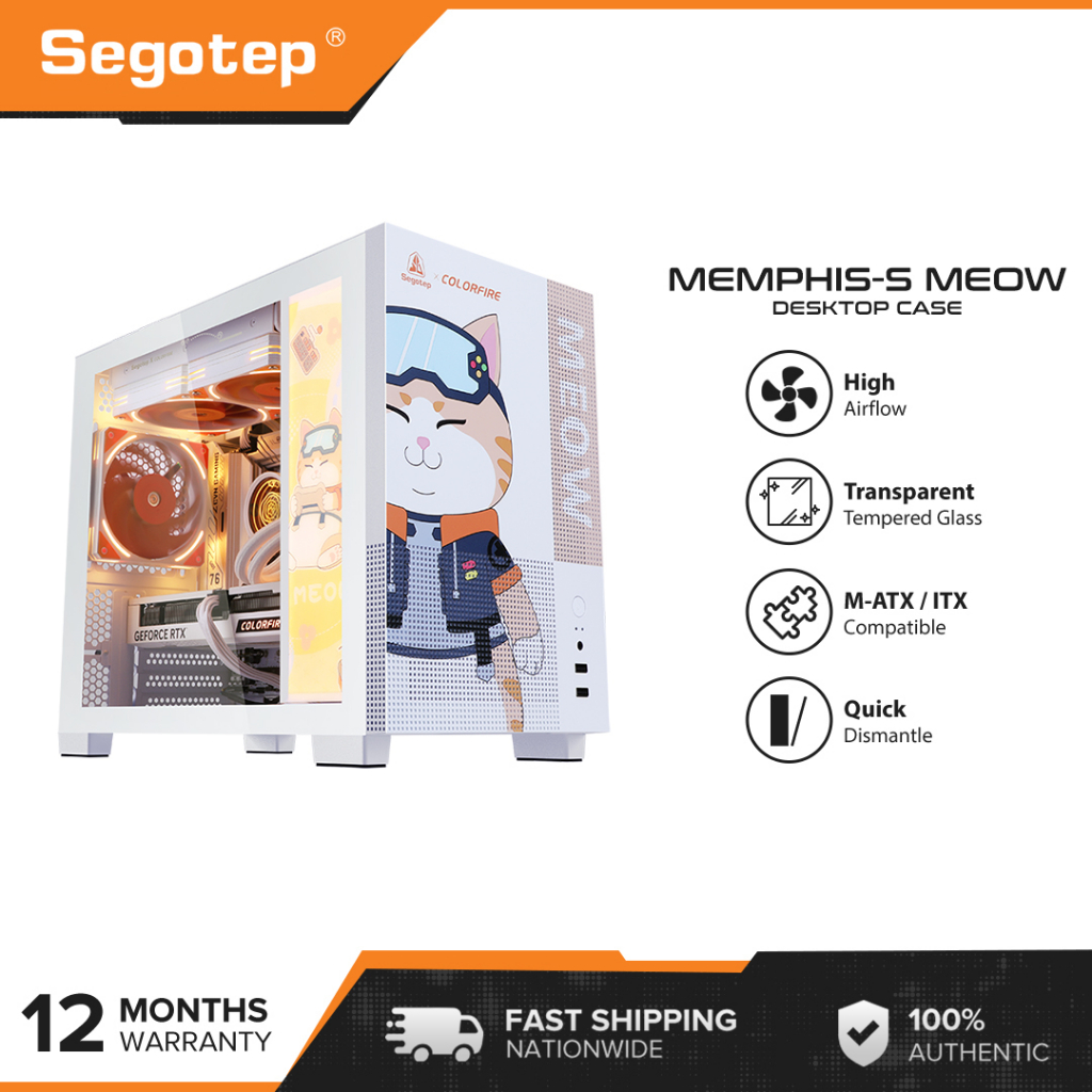 Segotep Memphis-S Meow PC Case (M-ATX / ITX supported) (Fan, GPU, Mobo ...