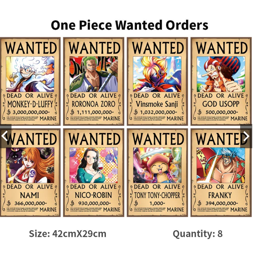 24pcs One Piece Poster One Piece Wanted Poster Set Anime Poster Wall ...