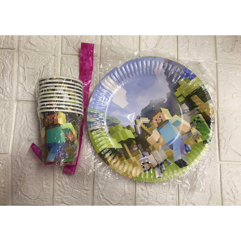 Minecraft paper cups/plate (10pcs) | Shopee Philippines