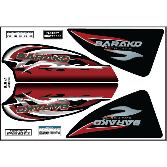 Kawasaki Barako red white Motorcylces Decals sticker UVprint high ...