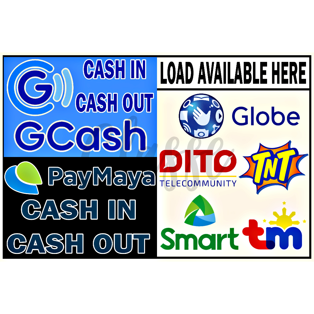 LOAD/GCASH/BILLS PAYMENT LAMINATED LOAD SIGNAGES A4 SIZE 180GSM PAPER ...