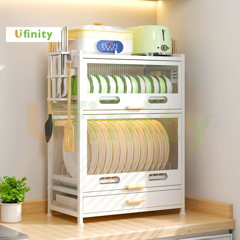 Lifinity Dish Rack Kitchen Organizer Cabinet Drawer with Cover ...