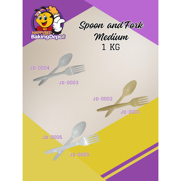PLASTIC SPOON AND FORK / MEDIUM SIZE - (approx 1 kilo per pack ...