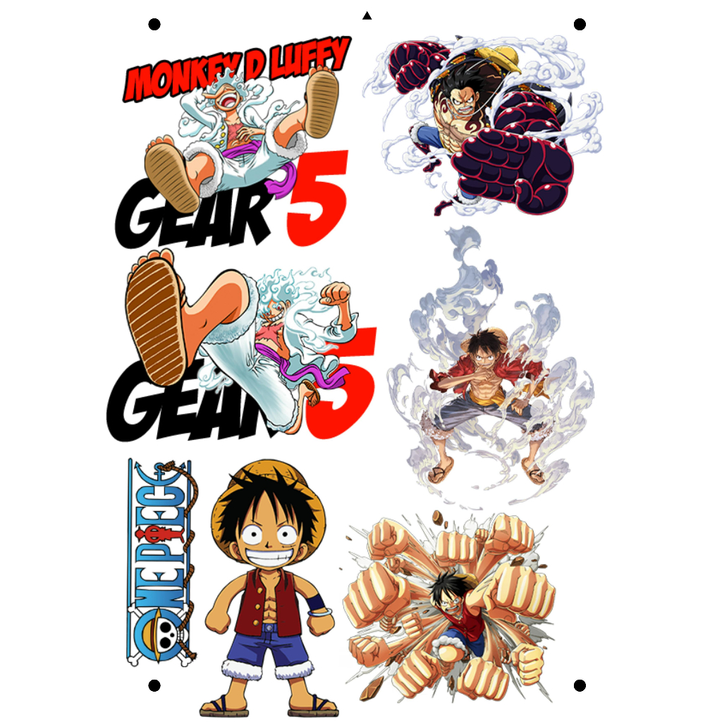 ONEPIECE LUFFY CUT OUT STICKERS 7PCS ON AN A4 SIZE VINYL STICKER ...