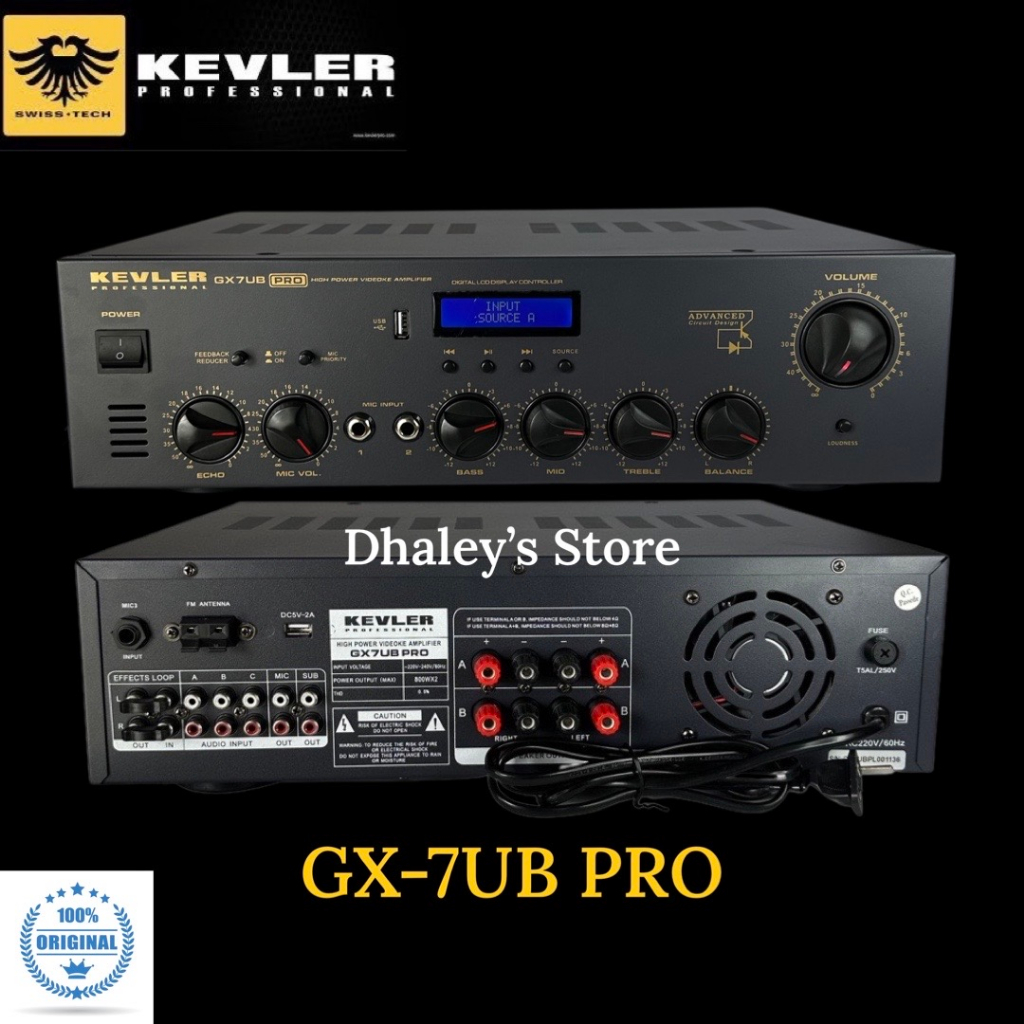 Kevler GX-7UB PRO High Power Videoke Amplifier 800watts x 2 w/ USB/FM ...