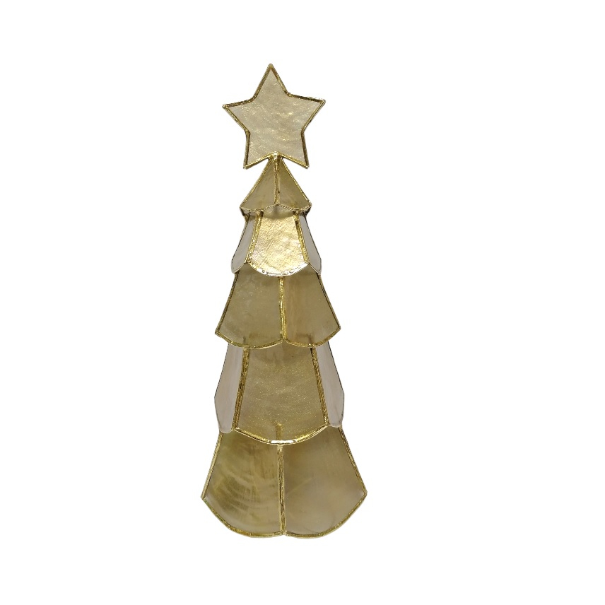 Capiz Gold Christmas Tree tabletop 9 inches Height with Fairy lights ...