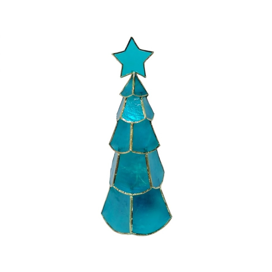 Capiz Turquoise Christmas Tree tabletop 9 inches Height with Fairy ...