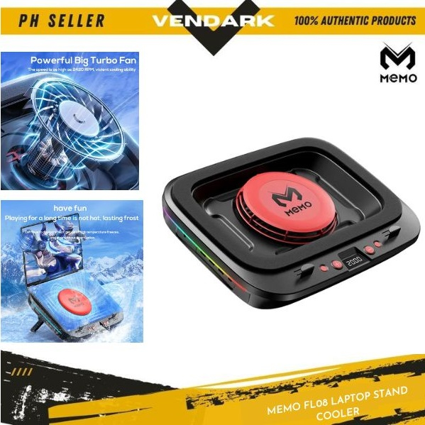 MEMO FL08 RGB Lighting Laptop Stand Cooler with Compress Fan for Gaming ...
