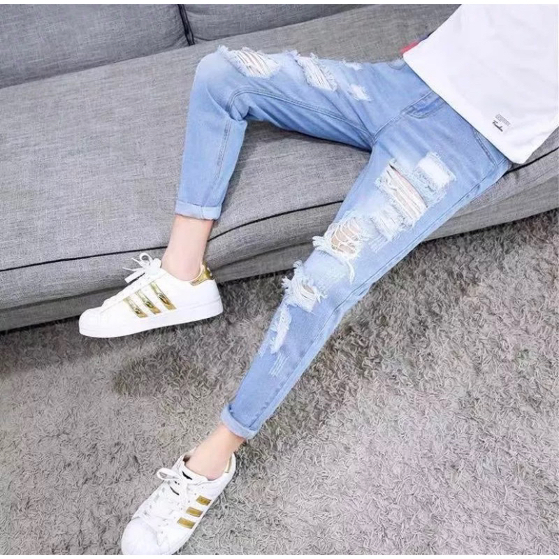 Men's Distressed Jeans / Tattered Jeans / Pants/Cod 0530# | Shopee ...