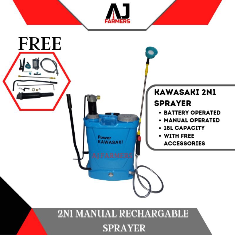 Kawasaki 2n1 Manual Operated Rechargable 18L Knapsack Sprayer | Shopee ...