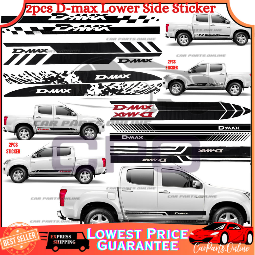 CPO 2Pcs DMAX Car Body Side Sticker Truck Decal Vinyl Flame Sticker ...