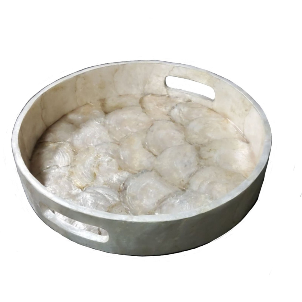 Round Laminated Capiz Tray 14 inches diameter | Shopee Philippines