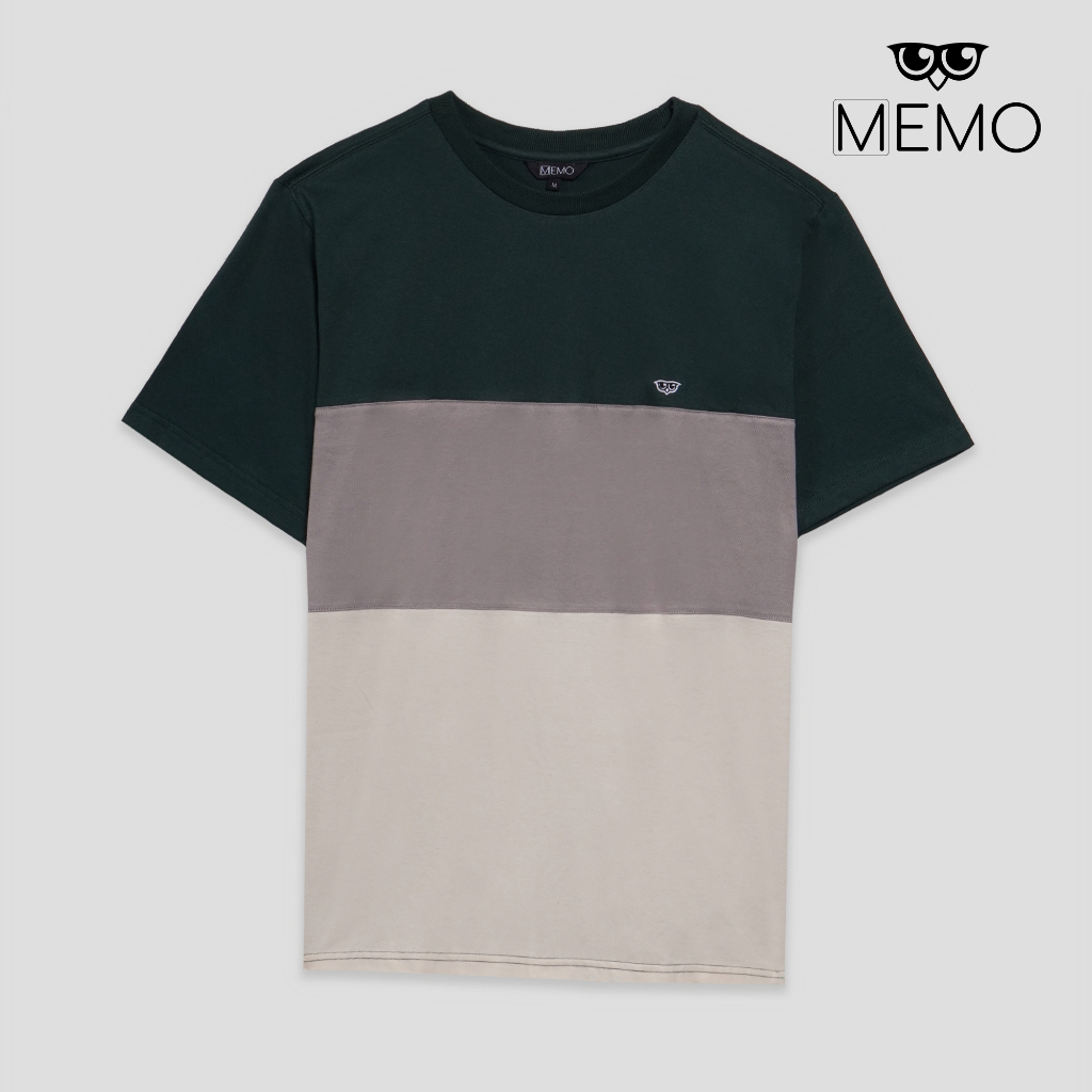 Memo Color Blocking Regular Fit T-Shirt For Men (Dark Green/Taupe ...